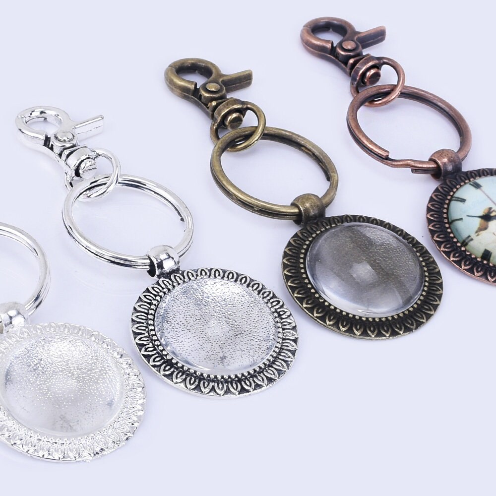 DIY Key Chain Pendant kits 25mm Round Sunflower Trays lobster | Etsy