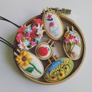 Cross Stitch Mini Frame Tiny Pendant Small Embroidery Hoop Necklace ...
