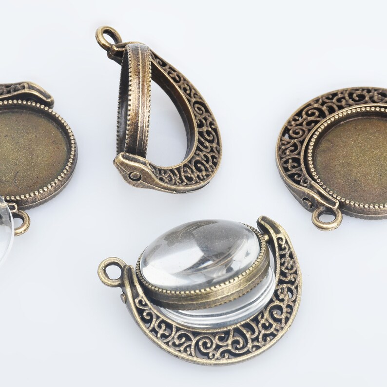 18mm/25mm Rotate Double Sided Round Pendant Blank Bezel | Etsy