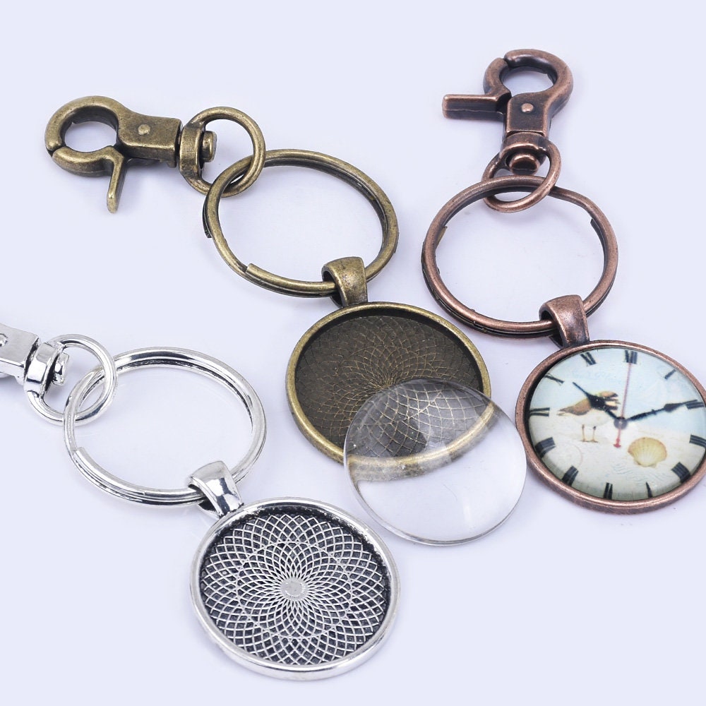 Zinc Alloy 25mm DIY Key Chain Pendant Kits Mini Round Pendant - Etsy