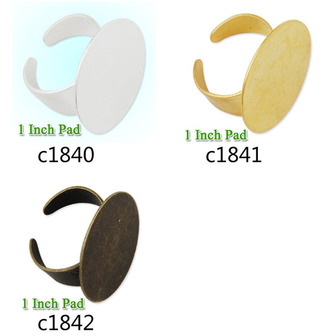 20PCS 25MM/1 Inch Adjustable Ring Blanks Base With Pad,fit 25mm Round ...