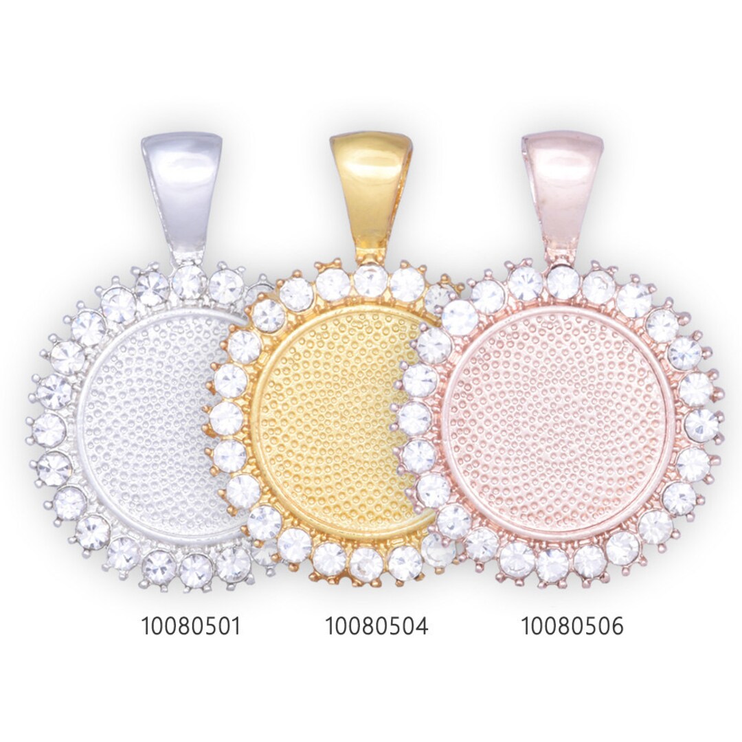 10 Round Rhinestones Claw Pendant 16mm Cabochon Setting Round Single ...