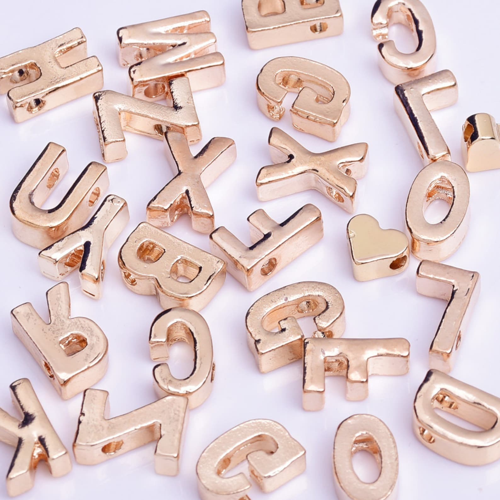 Rose Gold Alloy Letter Pendant Whole Set 26 Uppercase Initial Letter ...