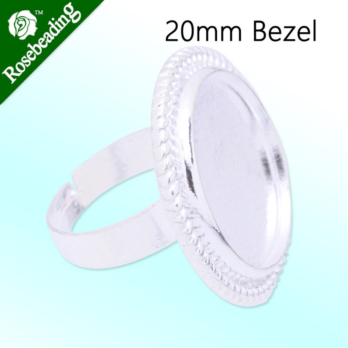20PCS Adjustable Ring Blank Base Setting With 26.5mm Round Bezel ...