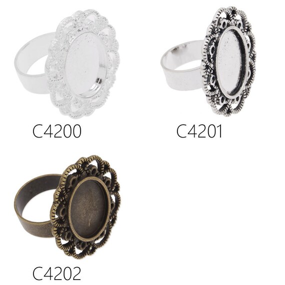 20PCS Adjustable Shallow Bottom Ring Base Setting With Oval | Etsy