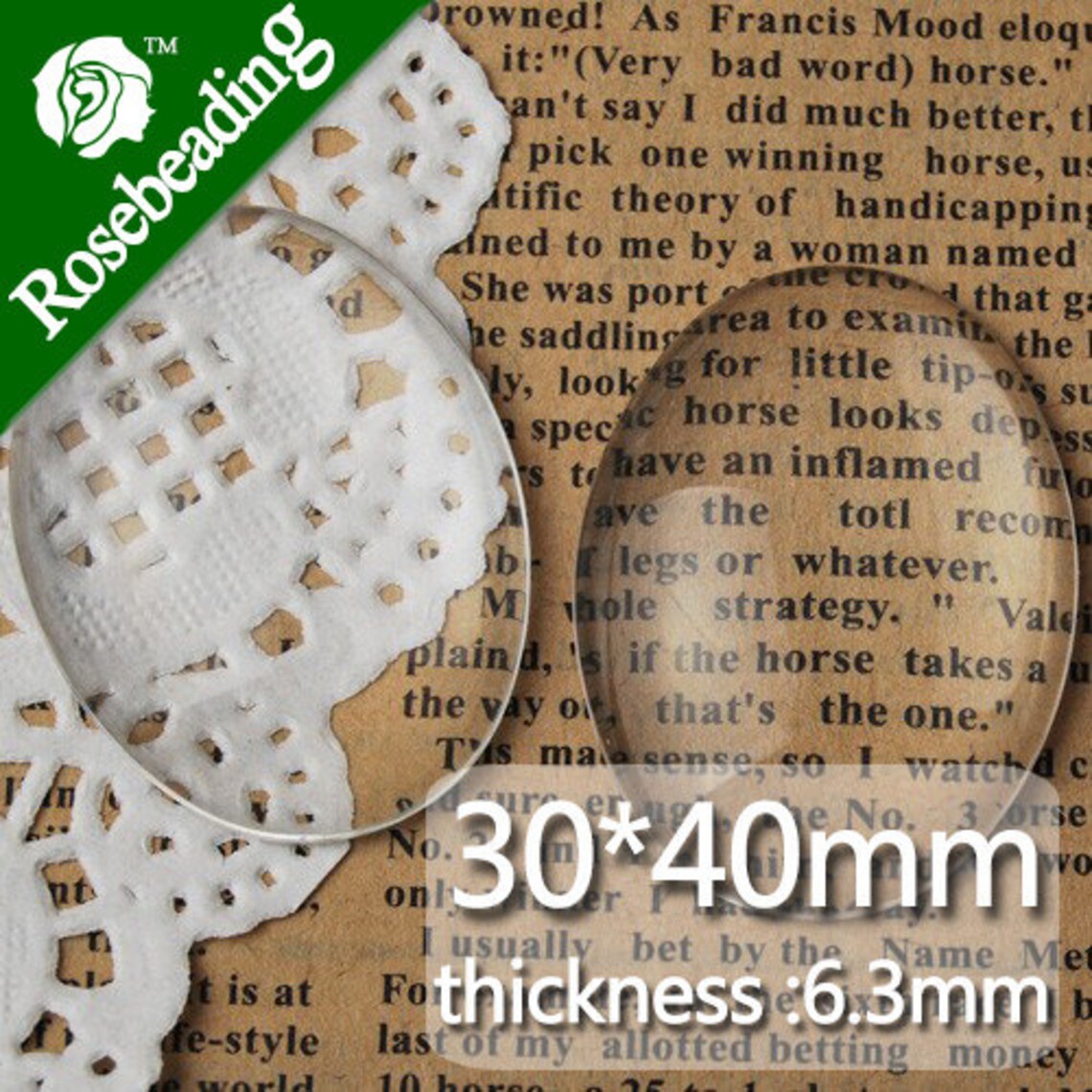 50PCS 30x40mm Oval Flat Back Clear Crystal Glass Cabochon,top Quality ...