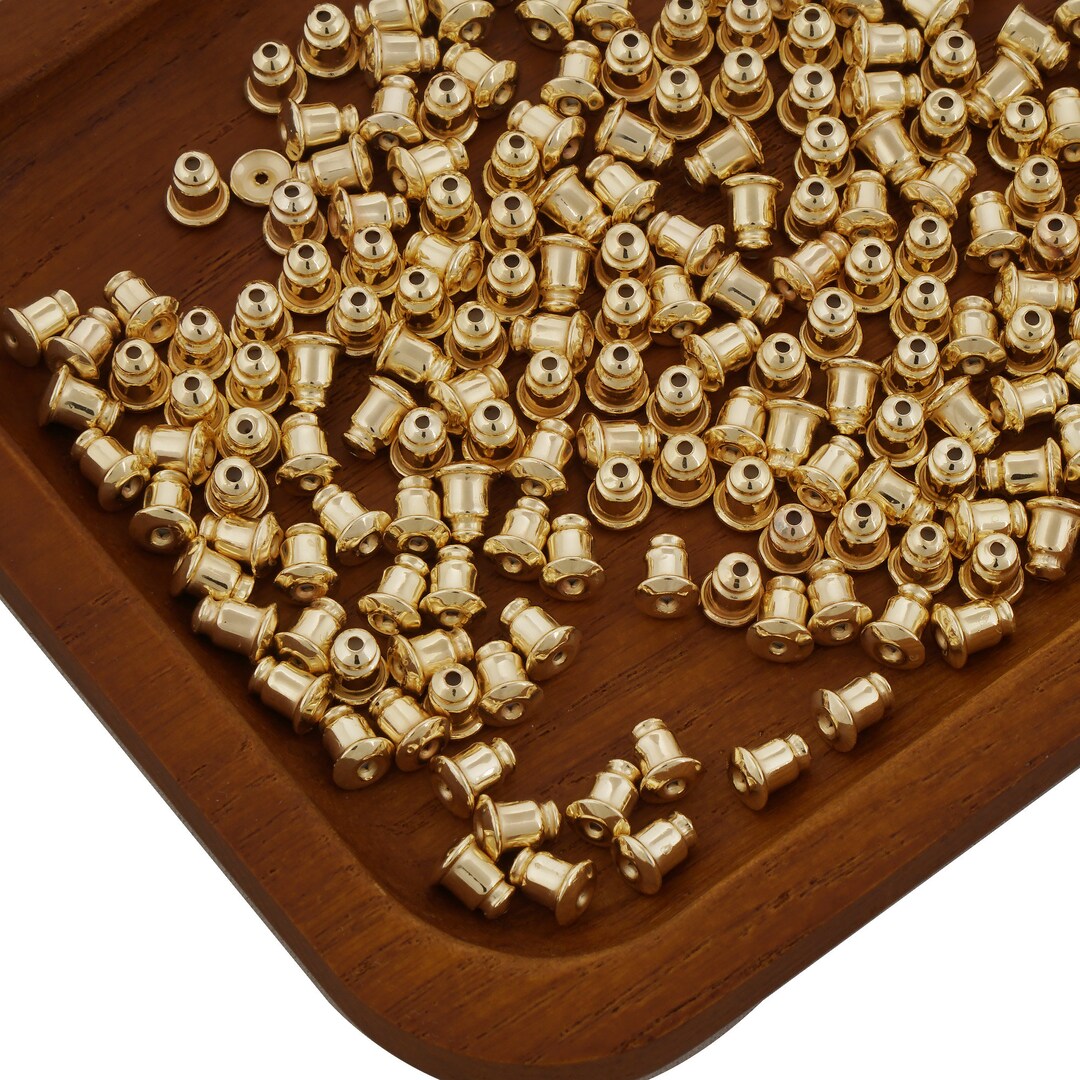 50PCS 14k Gold Filled Earring Stopper Bullet Earring Backs Silicone Ear ...