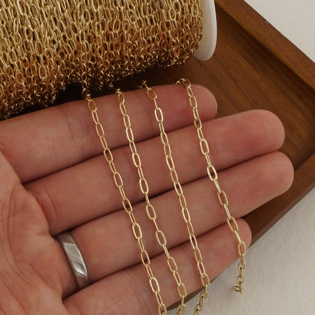 14k Gold Filled Paper Clip Chain - Unfinished, Perfect for Bracelets ...