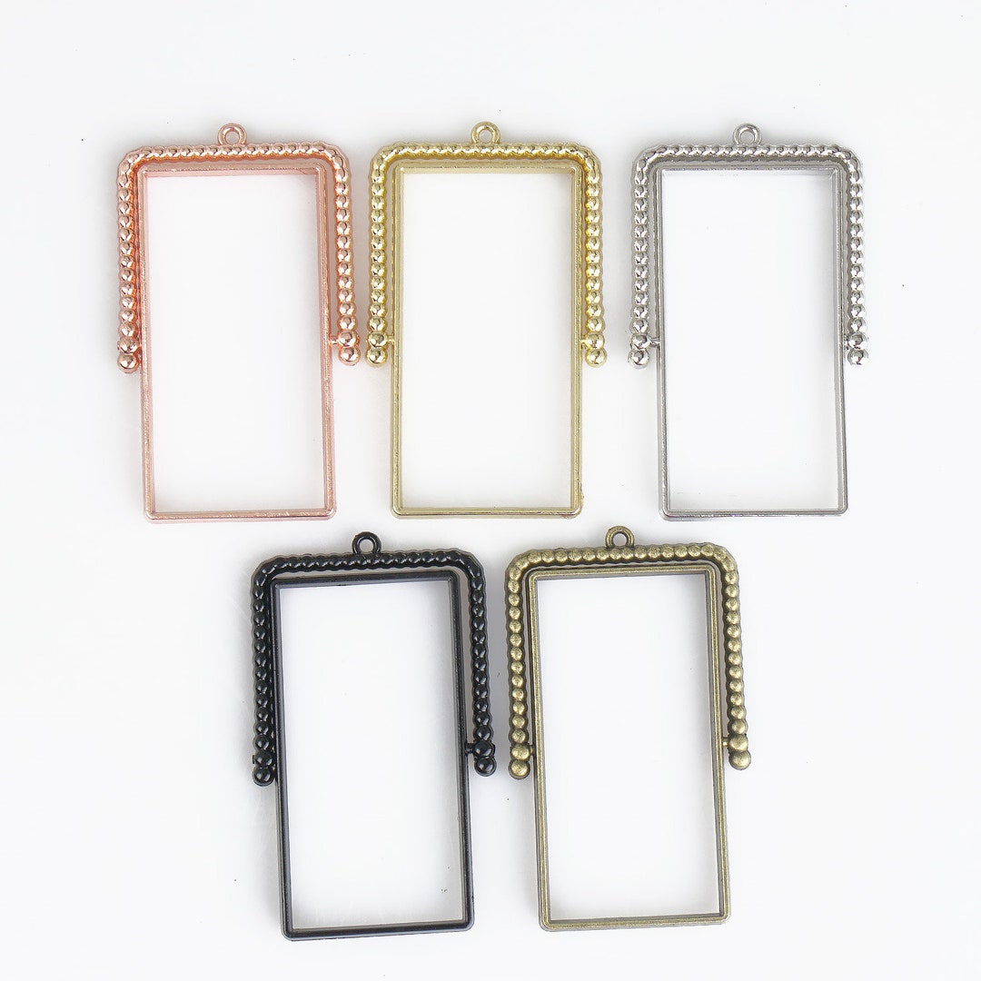 20*40mm Rectangle Open Back Pendant Resin Setting Blanks Open Frame ...