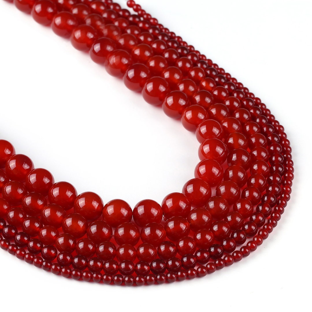 15" Full Strand Natural Red Agate 4/6/8/10/12mm Round Beads DIY ...