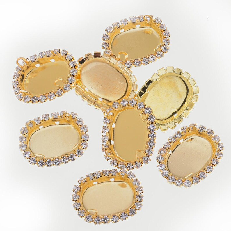 Single Row Rhinestones Claw Oval Base Setting Pendant Claw Ear | Etsy