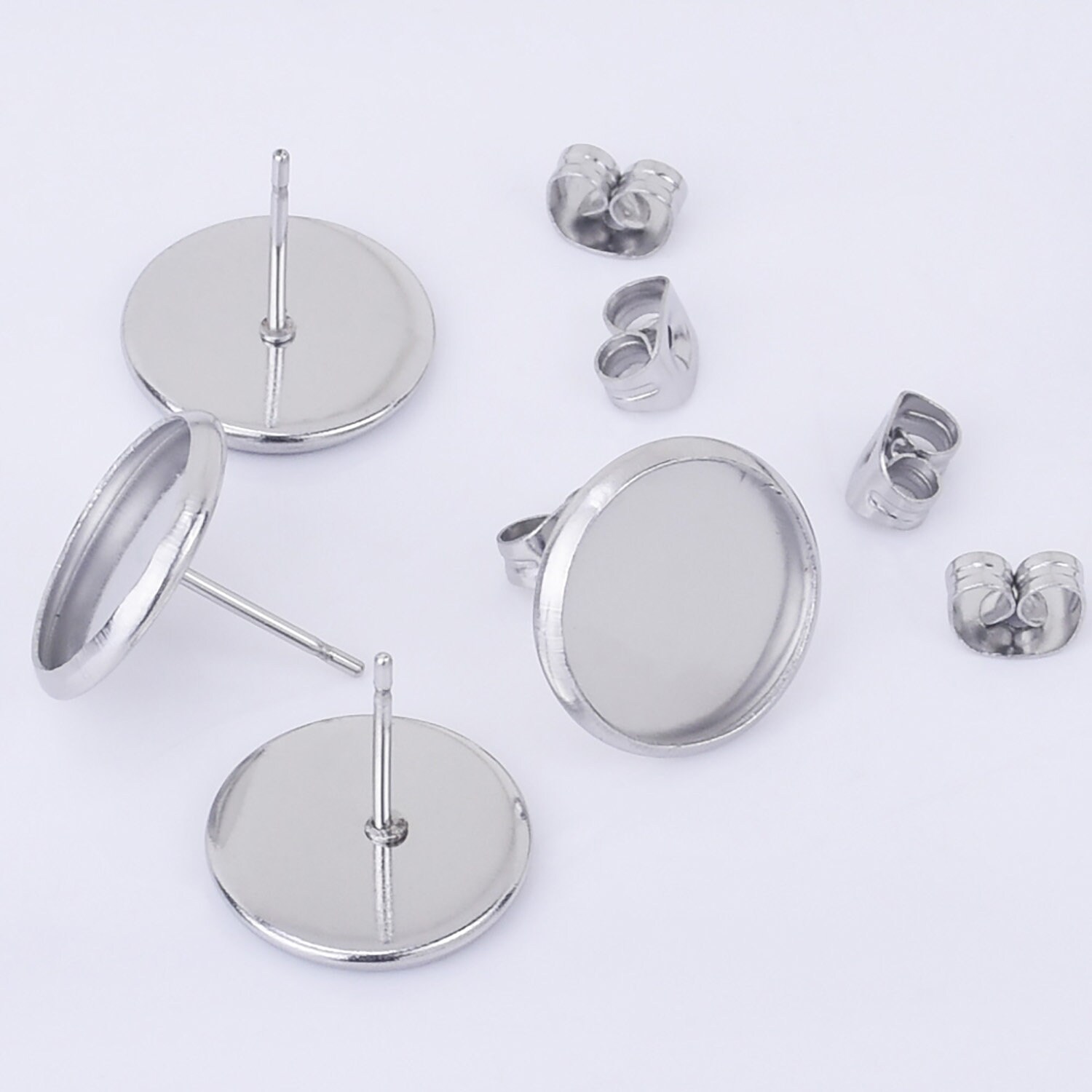 High Quality Stainless Steel Round Bezel Earring Blank Studs Cabochon ...