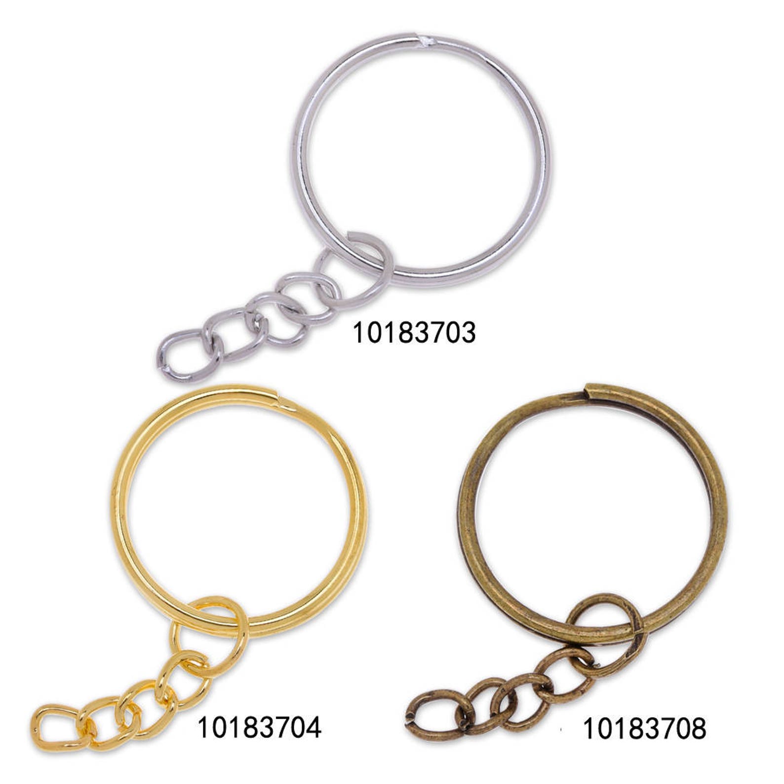 22mm Iron Keychain Rings With Attached Chain and Jump Ring - Etsy