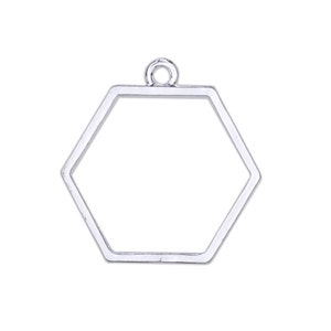 20 Hexagon Resin Bezel Open Back Blank,30.6x28.8x2.8mm Pressed Flower ...