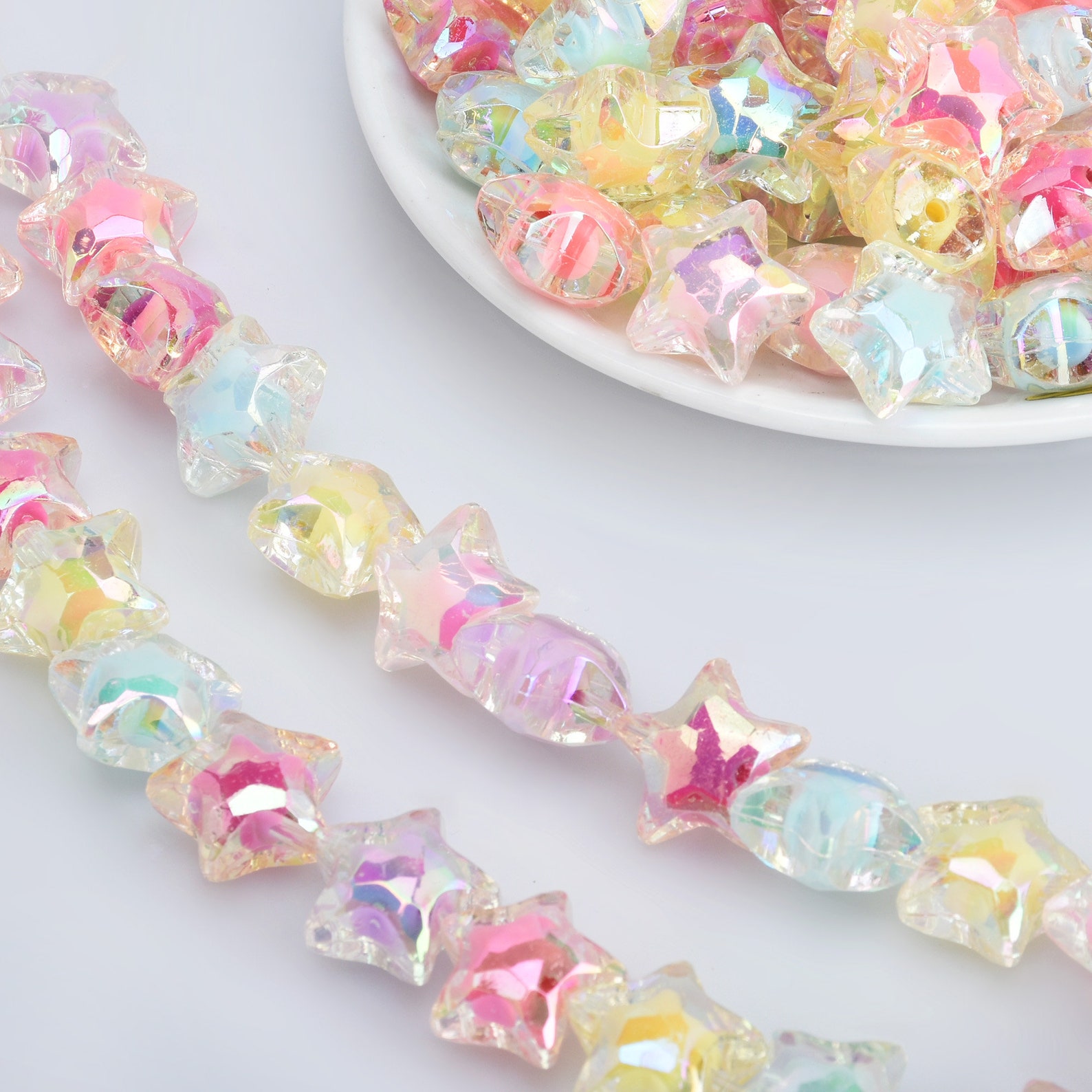 19mm Acrylic Star Bead AB Translucent Pastel Beads Iridescent - Etsy