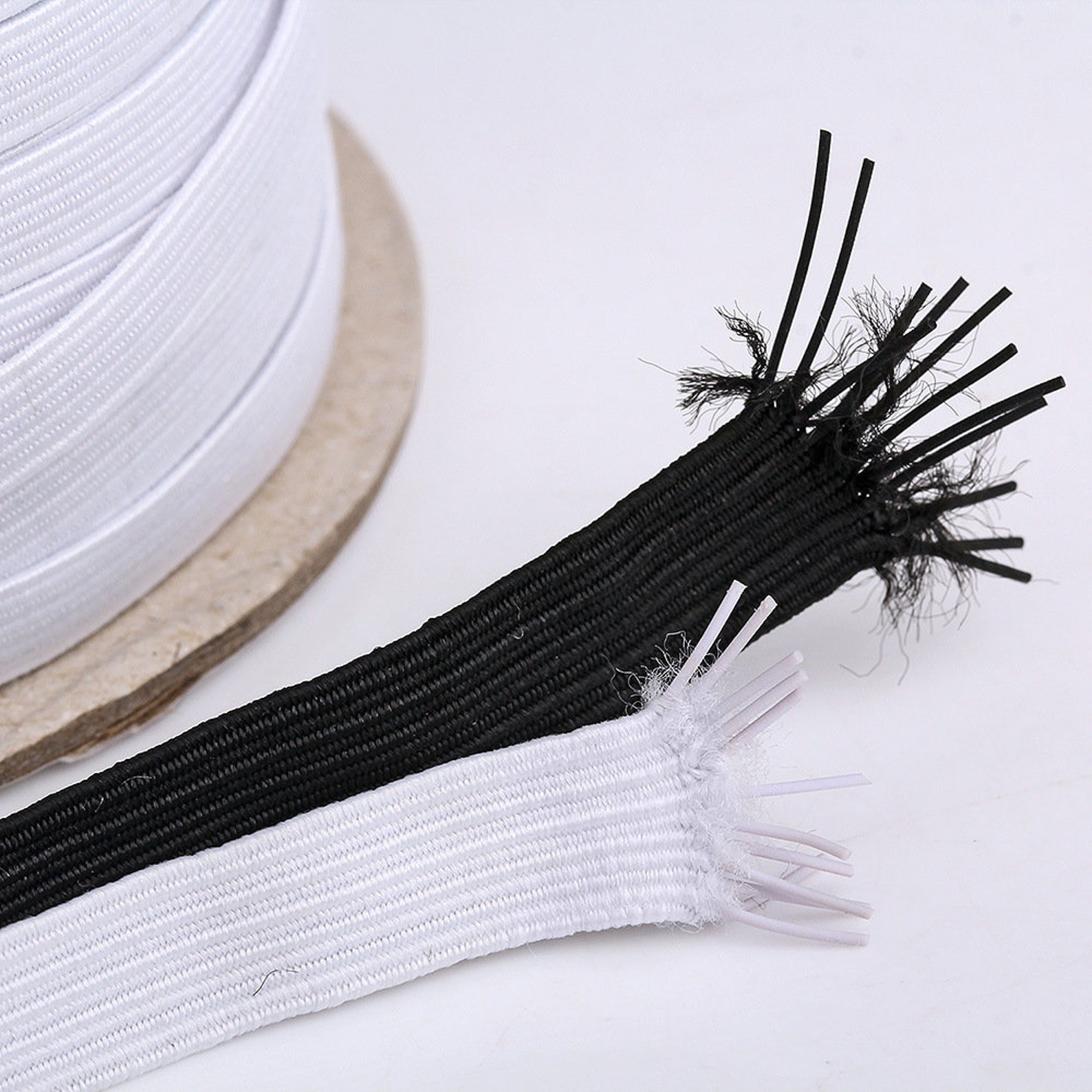 Flat Thin White&black Braided Elastic Cords Wholesale for Face - Etsy