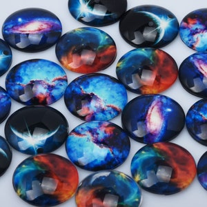 20 Glow in the Dark Cabochon 25mm 1 Inch 1" Round Photo Glass Cabochons ...