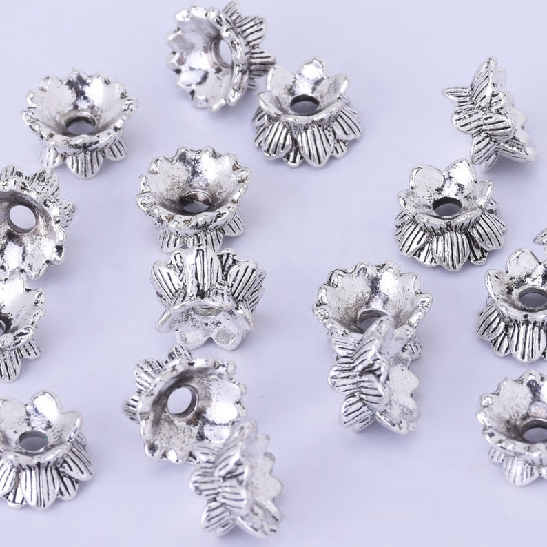 50 Flower Spacer Beads Charms Jewelry Findings Tibetan Antique | Etsy