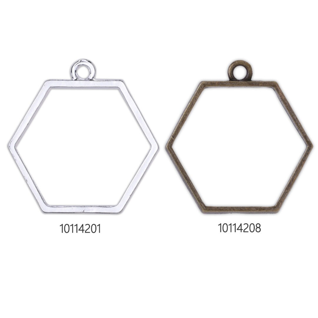 20 Hexagon Resin Bezel Open Back Blank,30.6x28.8x2.8mm Pressed Flower ...