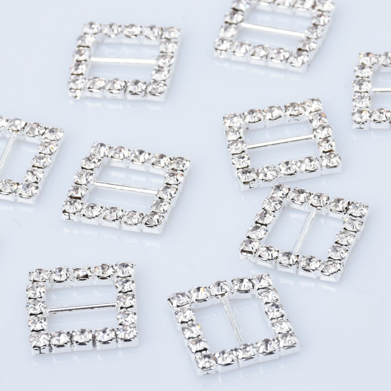Bling Metal Rhinestone Buckle Sliders Square/rectangle/teardrop/heart ...