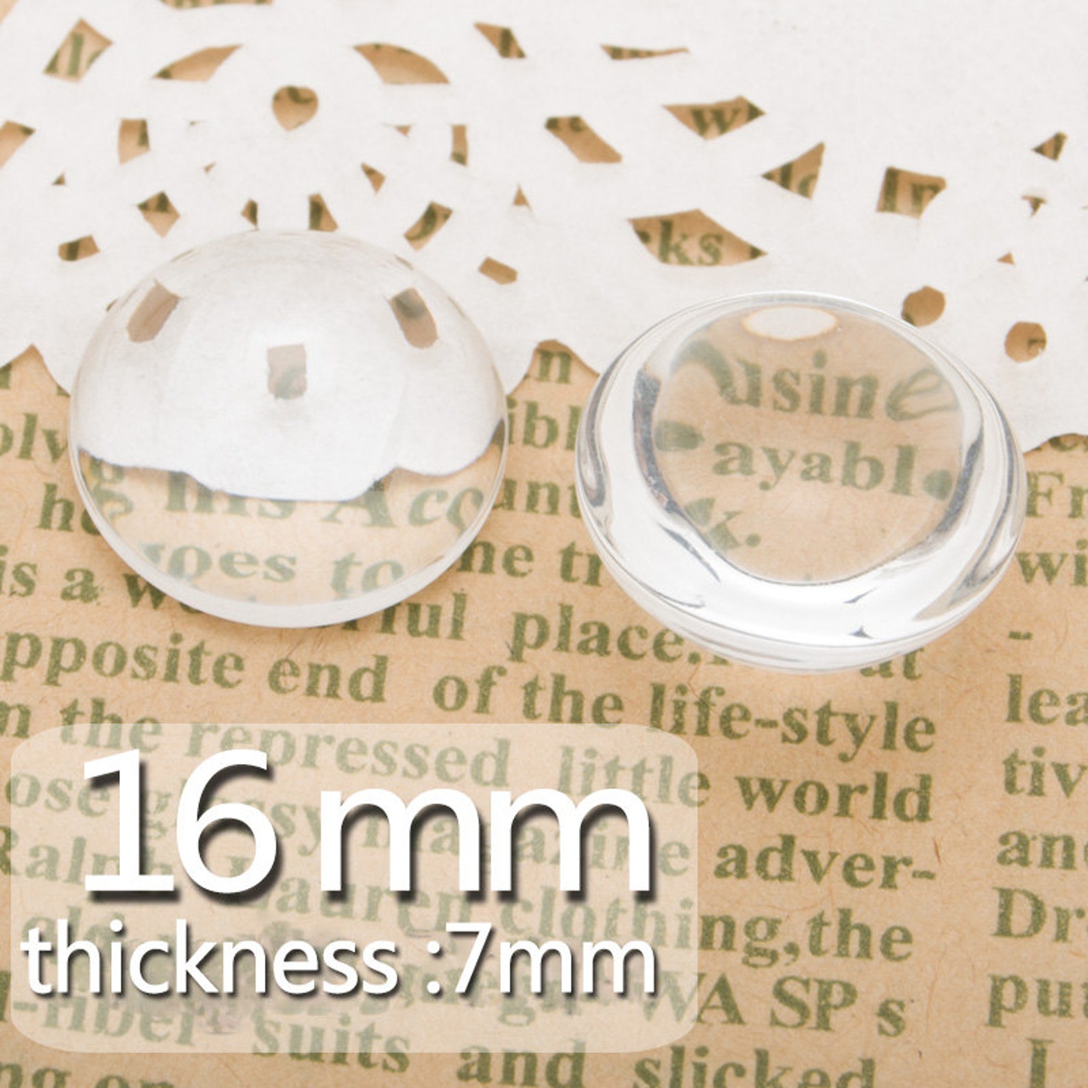 100PCS 16MM Semicircle Flat Back Clear Crystal Glass Cabochon,crystal ...