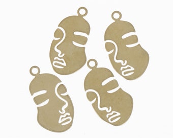 Brass Face Charms Face Shaped Raw Brass Pendant Earring - Etsy