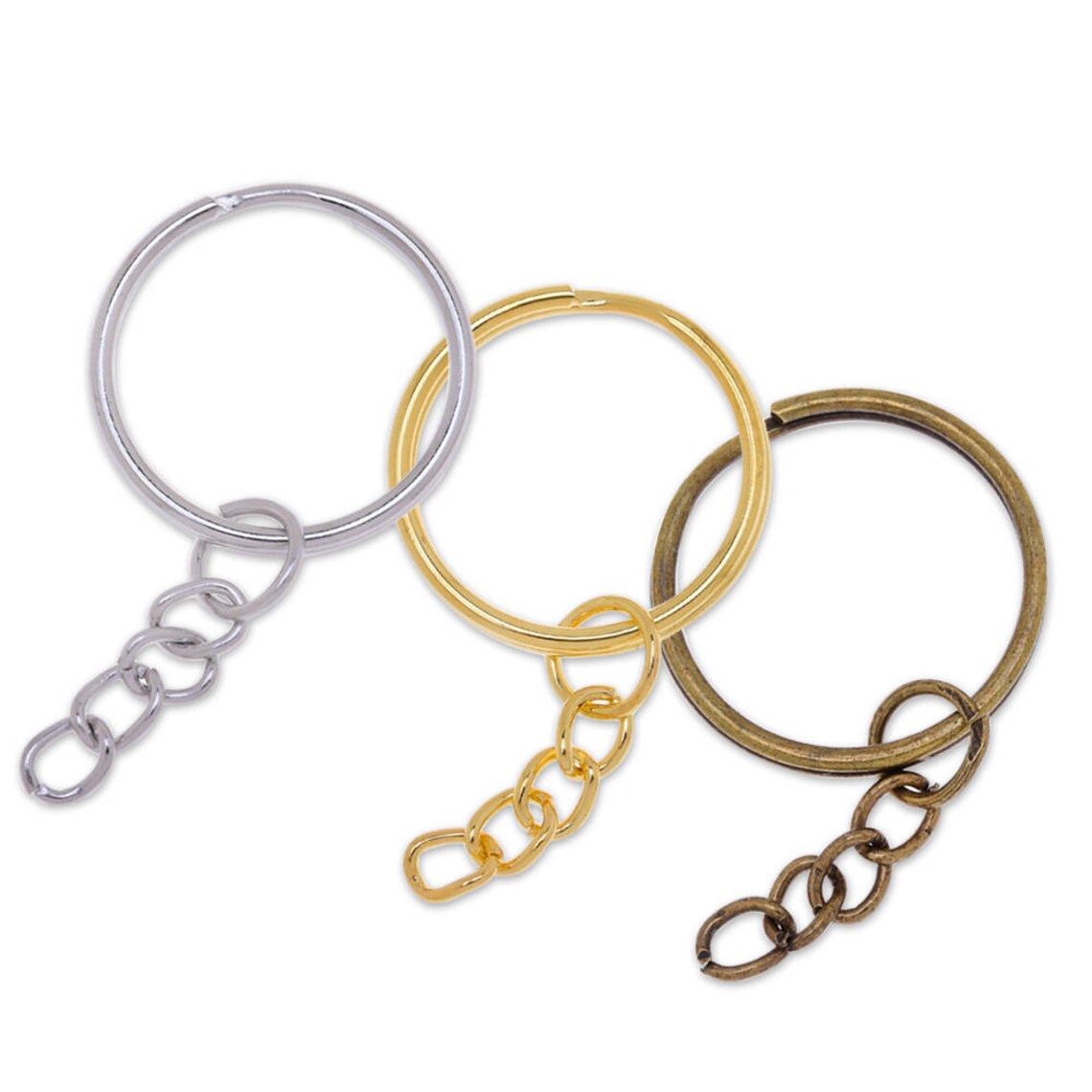 22mm Iron Keychain Rings With Attached Chain and Jump Ring | Etsy