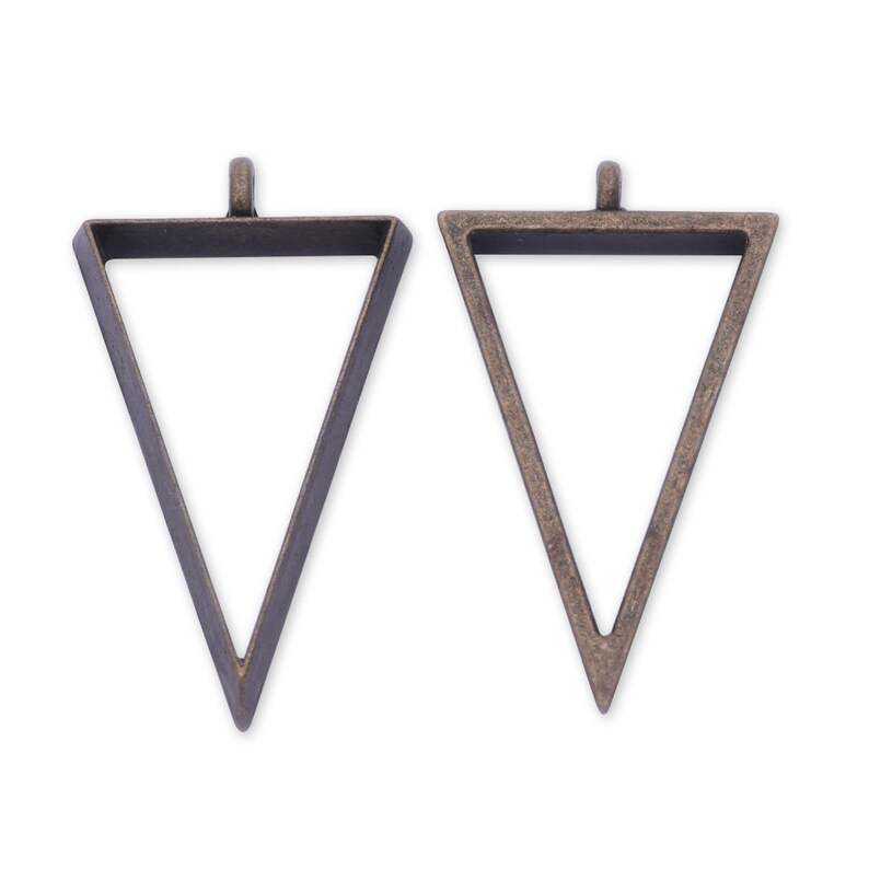 10 Metal Triangle Frame 35*22*4mm Open Back Pendant Trays Resin Setting ...