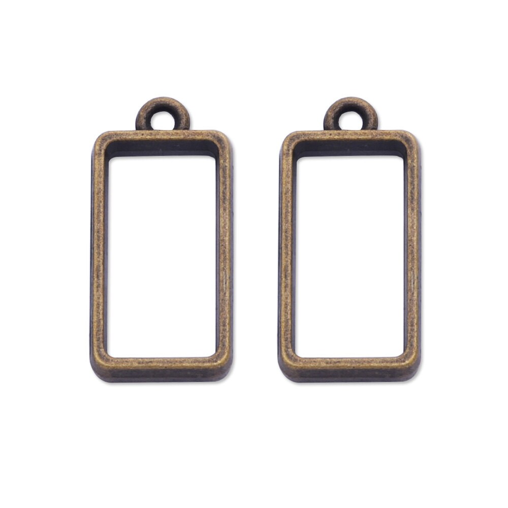 10 Metal Rectangular Frame 20*11*4mm Open Back Pendant Resin Setting ...