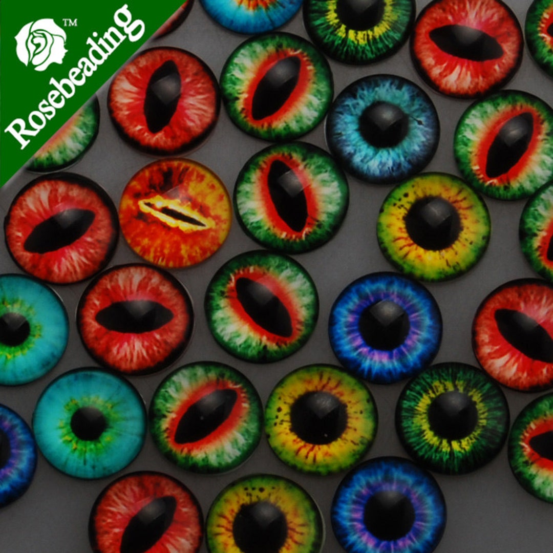 Mixed Round Dragon Eye Pattern Flat Back Handmade Photo Glass Cabochon ...