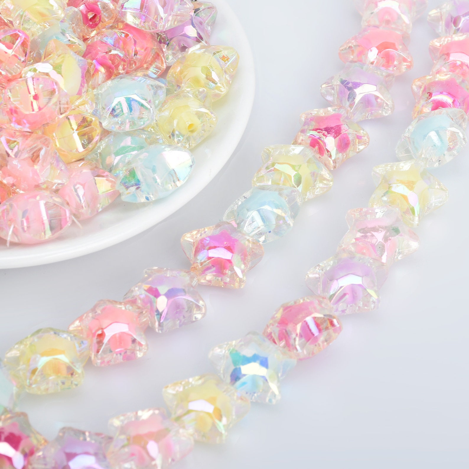 19mm Acrylic Star Bead AB Translucent Pastel Beads Iridescent - Etsy