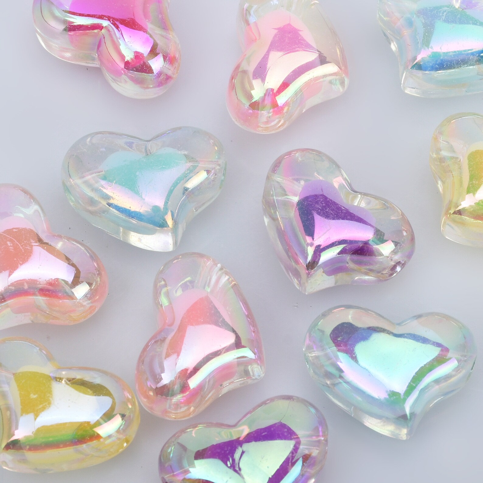 1521mm Acrylic Heart Beads Translucent Pastel Beads Double - Etsy