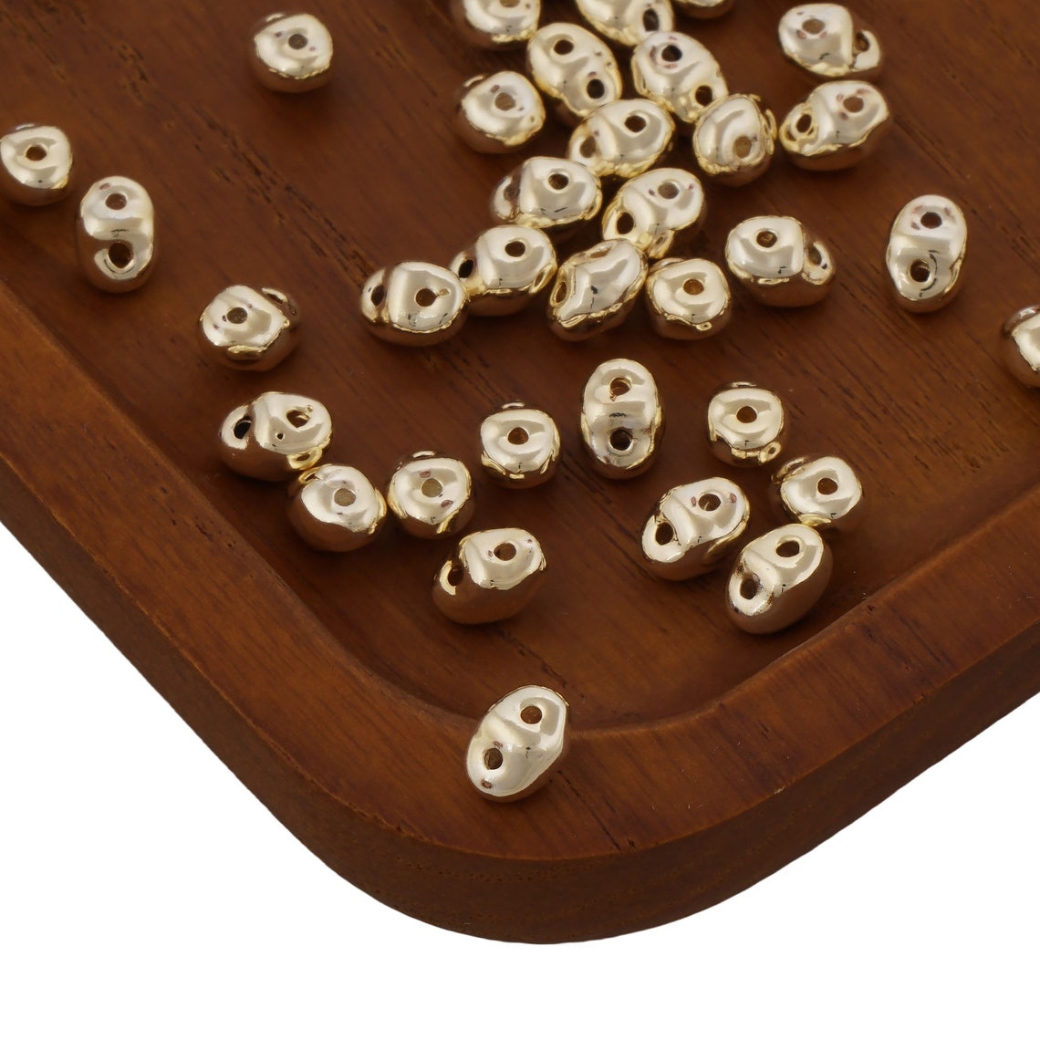 10PCS 14k Gold Filled Pig Nose Spacer Beads With 2 Holes, Irregular ...