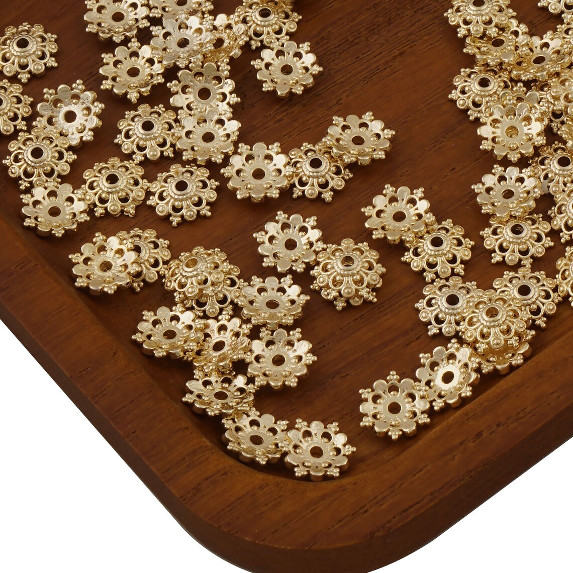 20PCS 14k Gold Filled Flower Bead Caps, 8mm Filigree Flower Bead Caps ...