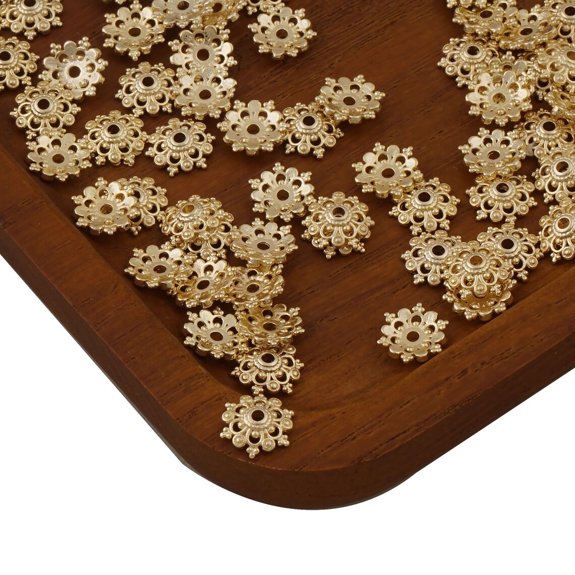 20PCS 14k Gold Filled Flower Bead Caps, 8mm Filigree Flower Bead Caps ...