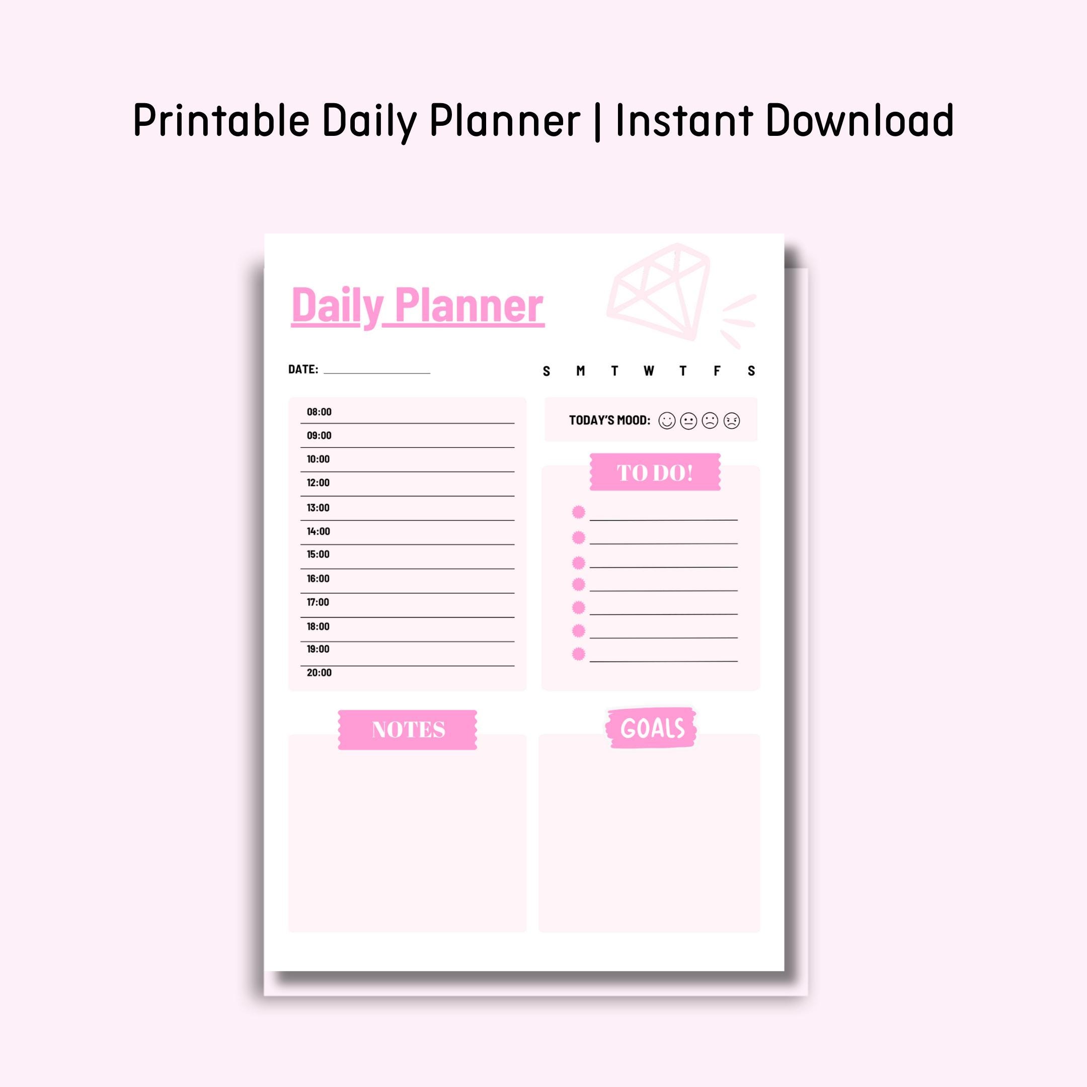 Printable Daily Planner | A4, A5 & US Letter | Digital Download - Etsy