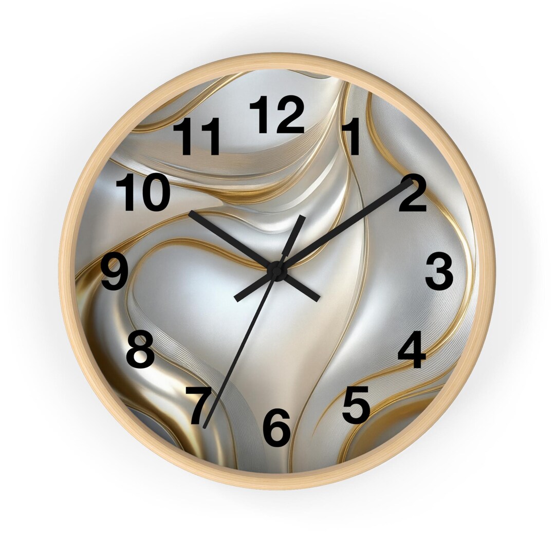 Abstract Gold Swirl Wall Clock | Marble Metallic Fluid Art - Etsy