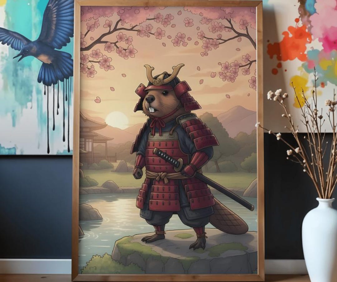 Samurai Beaver Digital Print - Etsy