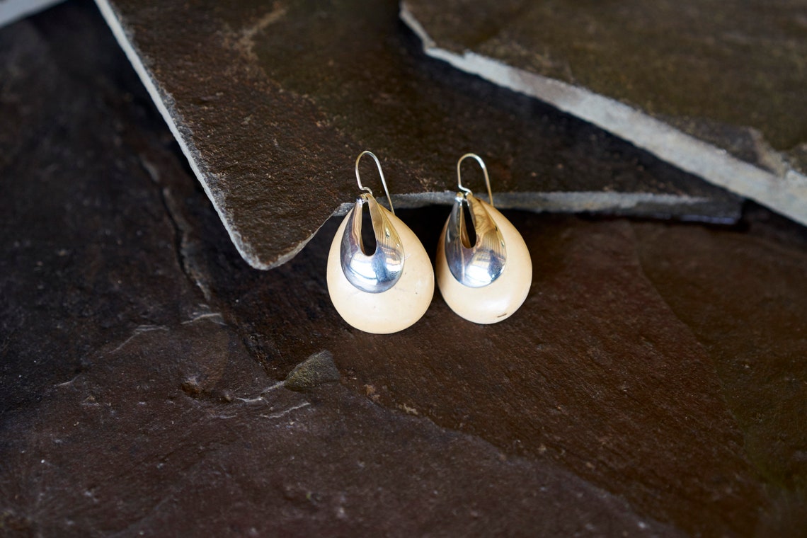 Caribbean Silver Earrings Handmade With Coconut Shell and - Etsy