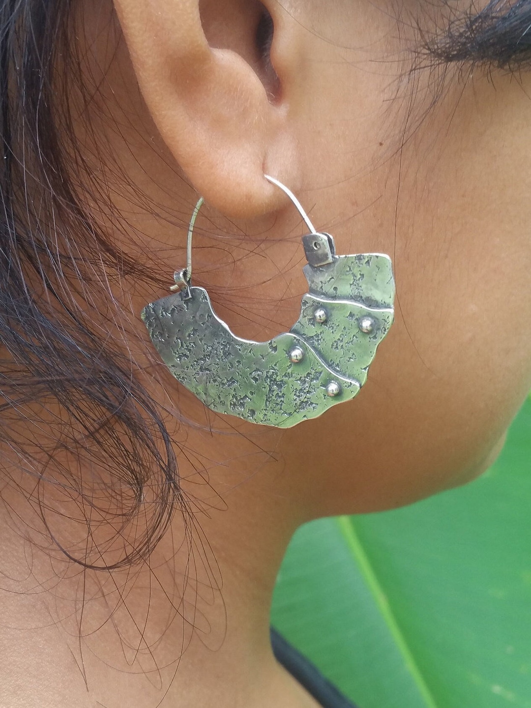 Unique Silver Half Circle Hoop Earrings Are Geometric Tribal Hoops, and ...