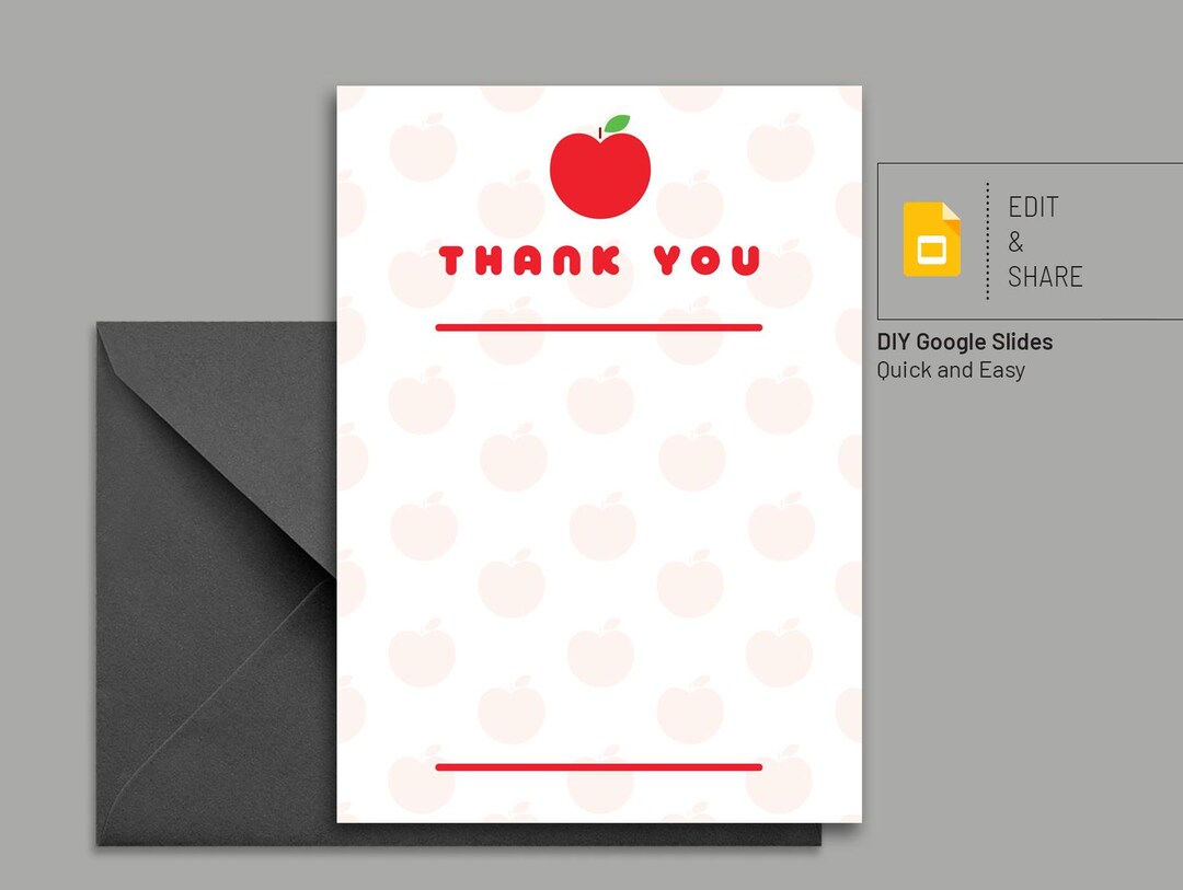 Thank You Blank Card 5x7 - Apple (DIY Card Design Template - Editable ...