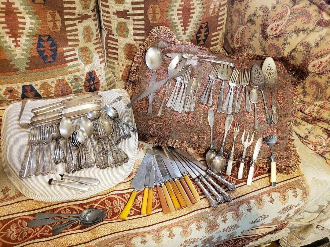 90 Piece Collection EDWARDIAN / VICTORIAN Silver Plate Flatware ...