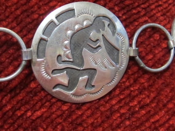 Vintage Hopi Overlay Concho Link Belt Sterling Animal… - Gem