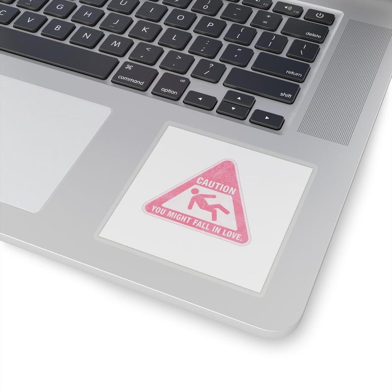 Caution You Might Fall in Love Stickers | Pink Caution Sign Kiss-cut - Etsy