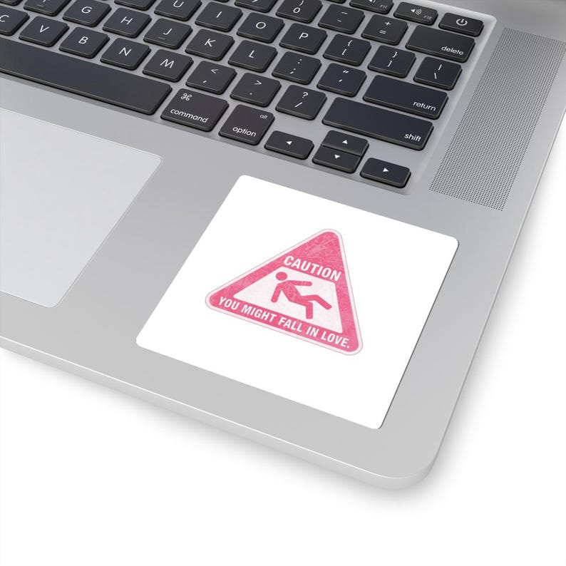 Caution You Might Fall in Love Stickers | Pink Caution Sign Kiss-cut - Etsy