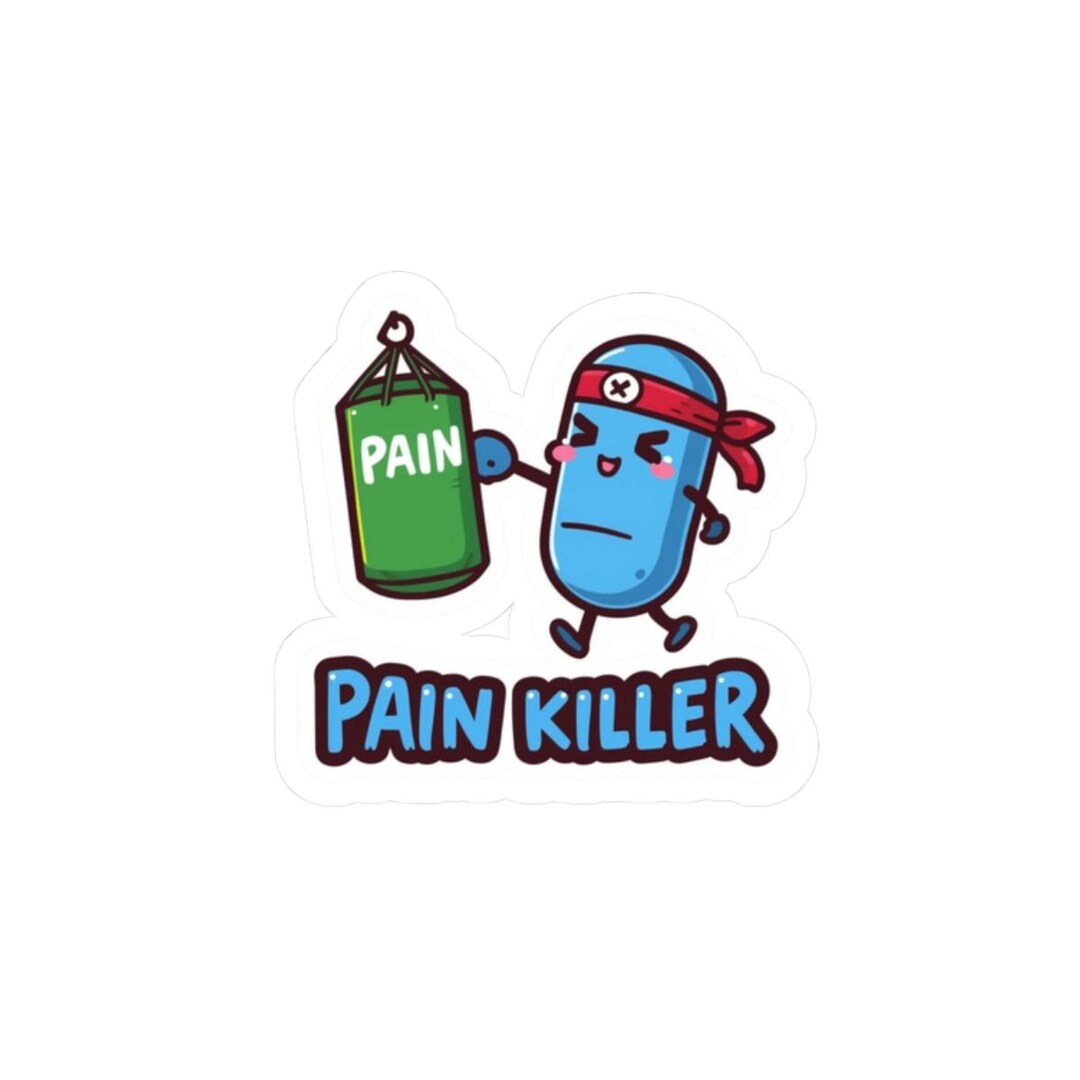 Pain Killer Mascot Punching Bag Sticker | Kiss-cut Vinyl Laptop Decal ...
