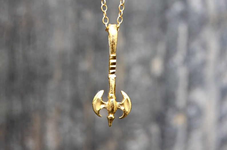 Gold Charm Necklace She-ra. Gold Necklace. Gold Medieval Axe Pendant - Etsy