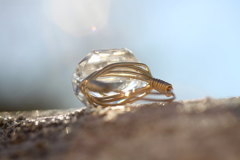 Gold Wirewrapped Ring Gold Ring Gem Pops. Swarovski Crystal in Silver ...