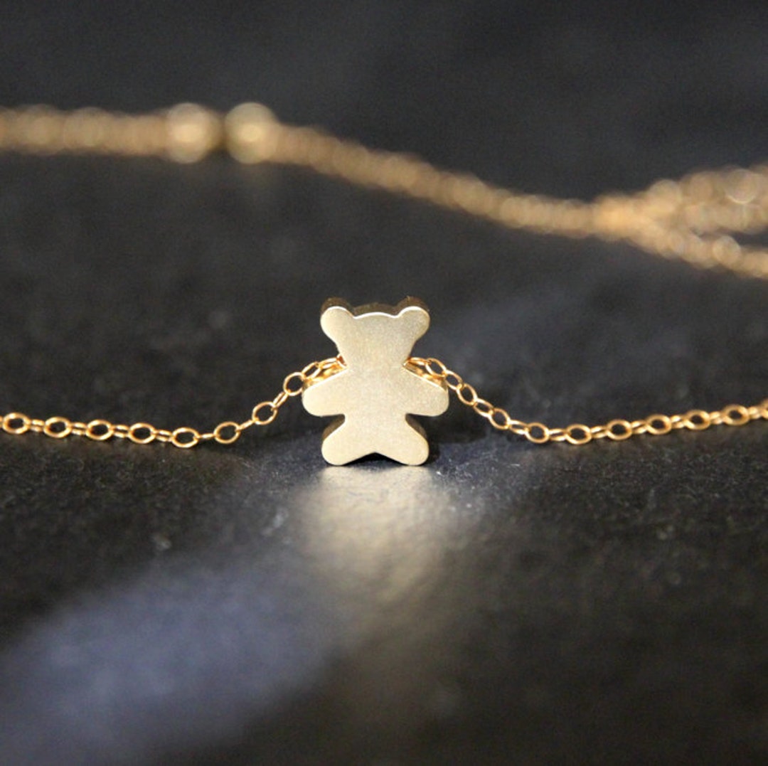 Gold Teddy Bear Necklace 18k Gold or 18k Rose Gold Dipped Mini Teddy ...
