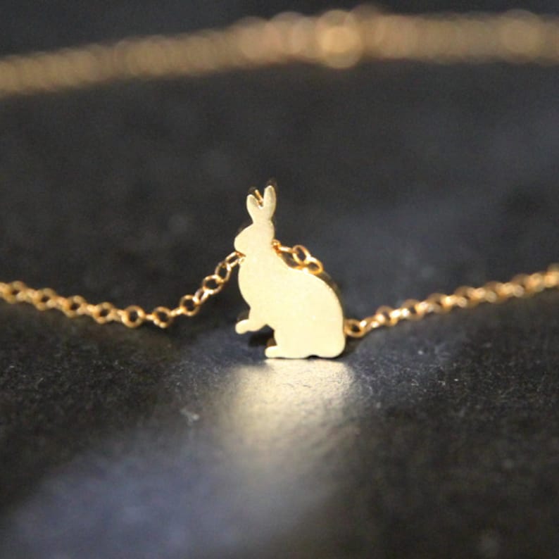 Gold Rabbit Necklace Gold Rabbit Charm Gold Bunny Necklace Thumper 18k ...